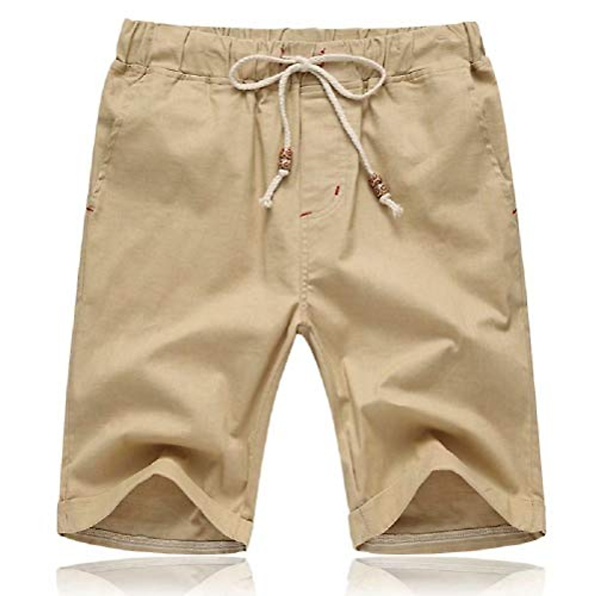 Tansozer Mens Shorts Casual Drawstring Summer Beach Shorts with Elastic Waist and Pockets (Khaki, Small)