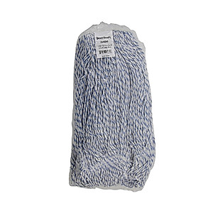 Boardwalk BWK543CT Narrow Floor Finish Rayon/Polyester Mop Head - Large, White/Blue (12/Carton)