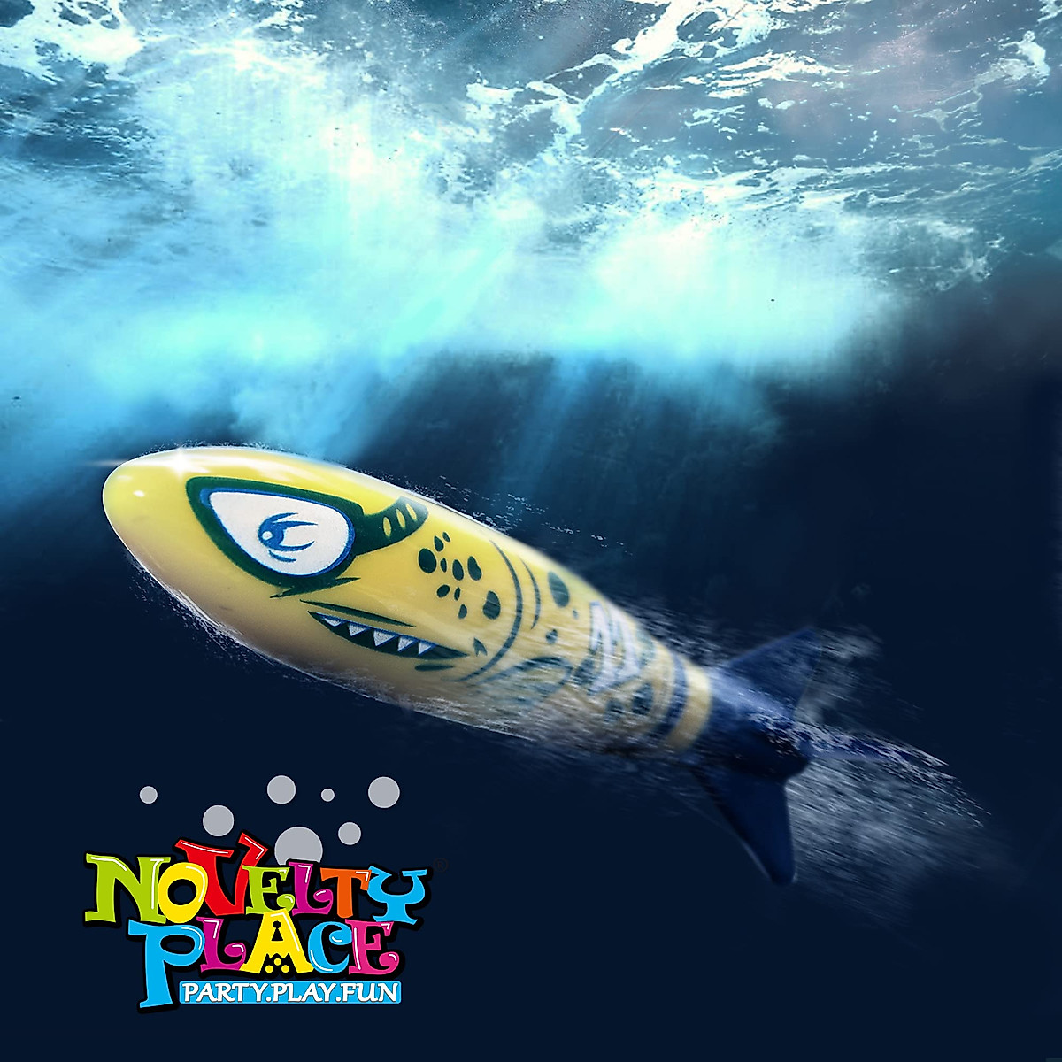 Novelty Place 8 Pack Torpedo Bandits Diving Toy Rockets - Swimming Pool Underwater Game for Kids and Adults - Shark Design 8 Colors