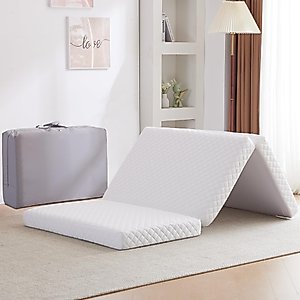 jela Foldable Mattress Twin Mattress, 4 Inch Memory Foam Folding Mattress, Trifold Mattress with Storage Bag and Waterproof Lining, Portable Mattress for Camping, Floor, Guest (38x75x4 inch, Twin)