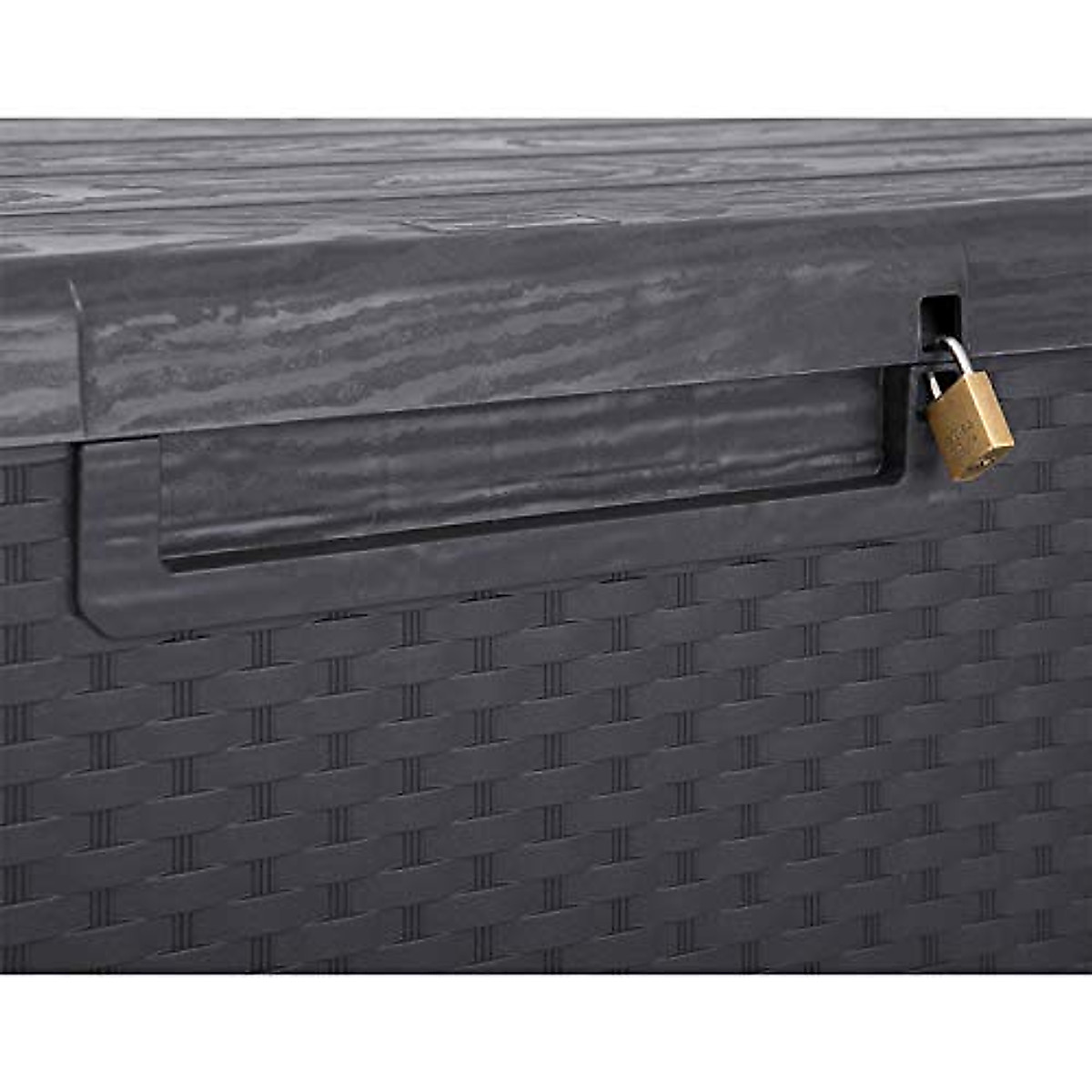 Toomax Z175E097 Portofino Weather Resistant Heavy Duty 90 Gallon Novel Resin Outdoor Storage Deck Box w/Lockable Lid & 450 Pound Weight Capacity, Gray