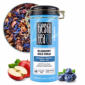 Tiesta Tea - Blueberry Wild Child, Loose Leaf Blueberry Hibiscus Herbal Tea, Non-Caffeinated, Hot & Iced Tea, 5.5 oz Tin - 50 Cups, Natural Flavors, Herbal Tea Loose Leaf Blend