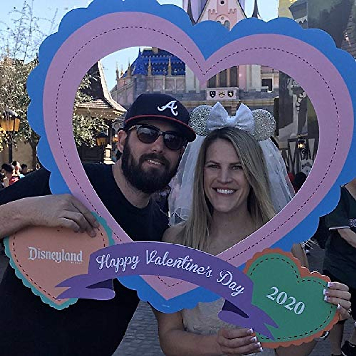 CLGIFT Bride Minnie Ears Headband, White Veil Bride Minnie Ears, Honeymoon Ears, Wedding Ears, Bachelorette Party Ears (Silver & White)