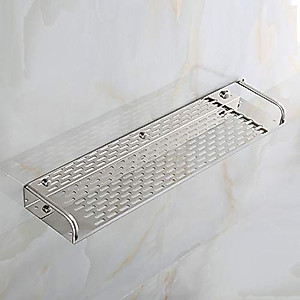 Thwarm Bathroom Tray Stainless Steel Kitchen Single Shelf Wall-Mounted Seasoning Rack Cosmetic Shelf Home Kitchen Wall Hanging Shelves No Rusting Bathroom Storage Racks (Size : 40cm)