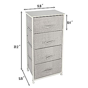 4-Drawer Storage Organizer Unit Dresser Storage Tower with Metal Frame for Clothing, Sweaters, Jeans, Blankets - White