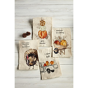 Mud Pie Fall Watercolor Flour Sack Towel, Autumn is Calling, 26" x 16.5"