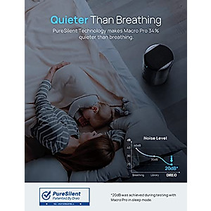 Dreo Air Purifiers Macro Pro, True HEPA Filter, Up to 1358ft² Coverage, 20dB Low Noise, PM2.5 Sensor, 6 Modes, 360 Filtration Cleaner Remove 99.985% Dust Smoke Pollen, Black