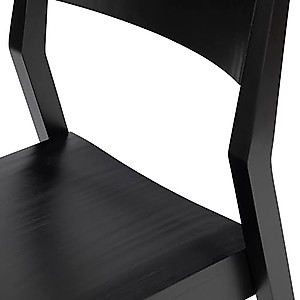 Plank+Beam Modern Dining Chair, Wooden Kitchen and Dining Room Chair, Wood Chair for Office, Living Room, Black