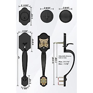 goldenwarm Black Front Door Handle and Deadbolt Set, Black Front Door Lock Set with Reversible Knob Handle, Classic Front Door Hardware, Single Cylinder Front Door Entry Lock