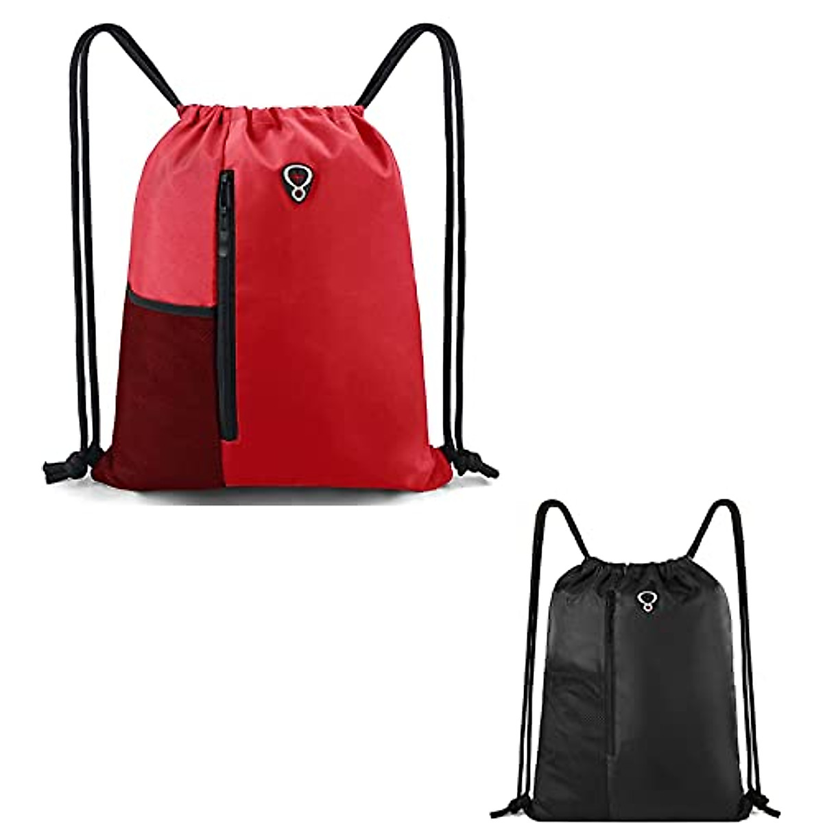 BeeGreen Drawstring Backpack Gym Bag for Men Women Sport String Backpack with Water Bottle Mesh Pockets and Two Zippered Pocket