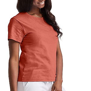 Hanes Comfortblend Originals Tri-Blend, Curved-Hem Tee, Classic Crewneck T-Shirt for Women, Plus, RED River Clay PE Heather, 2X Large