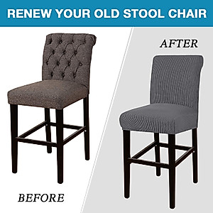 Flamingo P Stool Covers Bar Chair Seat Cover Counter Slipcovers with Backs Removable Washable for Home Set of 4, Gray