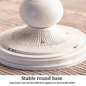 Topjia Rustic Farmhouse End Table,Wooden Round Side Table,French Country Pedestal Accent Side Table,Vintage Small Coffee Table for Living Room Bedroom Bedside Table(46x60cm(18x24inch), Black)