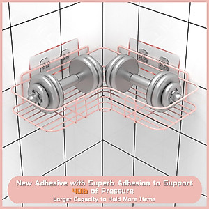 Corner Shower Caddy,4-Pack Adhesive Shower Organizer with Soap Holder,No Drilling Shower Shelves Stainless Steel Rustproof Shower Rack for Bathroom, Kitchen Storage,Pink