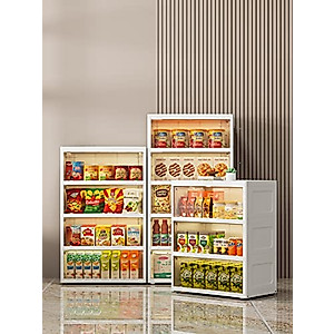 Plastic Storage Bins - 4 Clear Drawers Flip Open Storage Bins, Storage Drawer Organizer, Plastic Home Storage Organizer, Tall Standing Organizer Tower for Home, Closet, Bedroom, Bathroom, Office, Laundry, Kitchen, Craft Room, Nursery and School Dorm