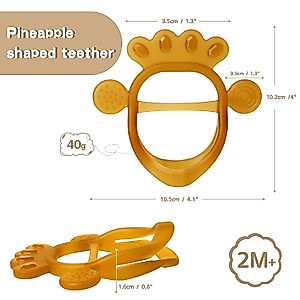 Termichy Teething Toys for Babies 0-6 Months, Soft Baby Teether for Soothe Babies Sore Gums for New Born Breast Feeding Babies, Freezer Safe BPA-Free Hands Free Design(Amber,1 Pack)