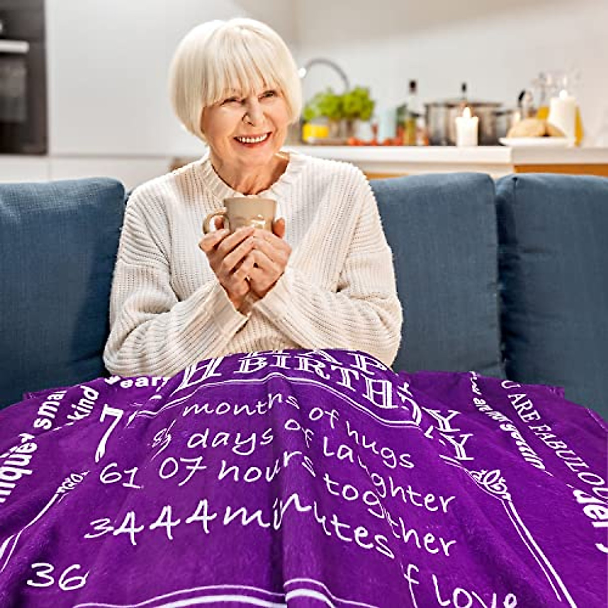Yufobel 70th Birthday Gifts for Women, Gift for 70 Year Old Women, 70 Years Old Birthday Gift Idea, Happy 1952 70th Birthday Gift for Grandma/Mom/Wife, 70th Birthday Throw Blanket 60’’x50’’