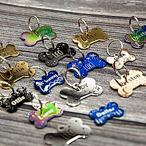 Personalized Dog Tag with 5 Lines of Custom Deep Engraved Durable Stainless Steel Pet ID Name Tag Designer Regular Size Bone