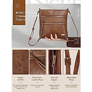 Vangue Crossbody Bags for Women, Medium Size Zipper Pocket with Adjustable Strap Crossbody Purse (Brown)