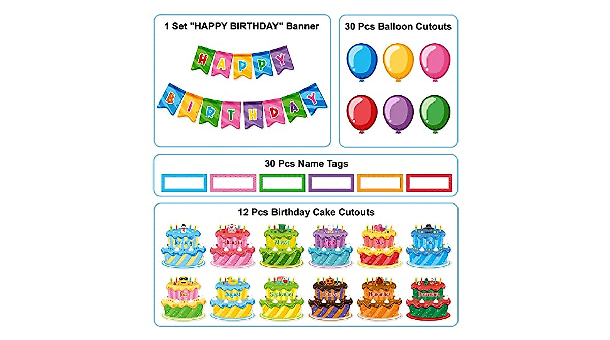 74-Pc Happy Birthday Classroom Bulletin Board Set