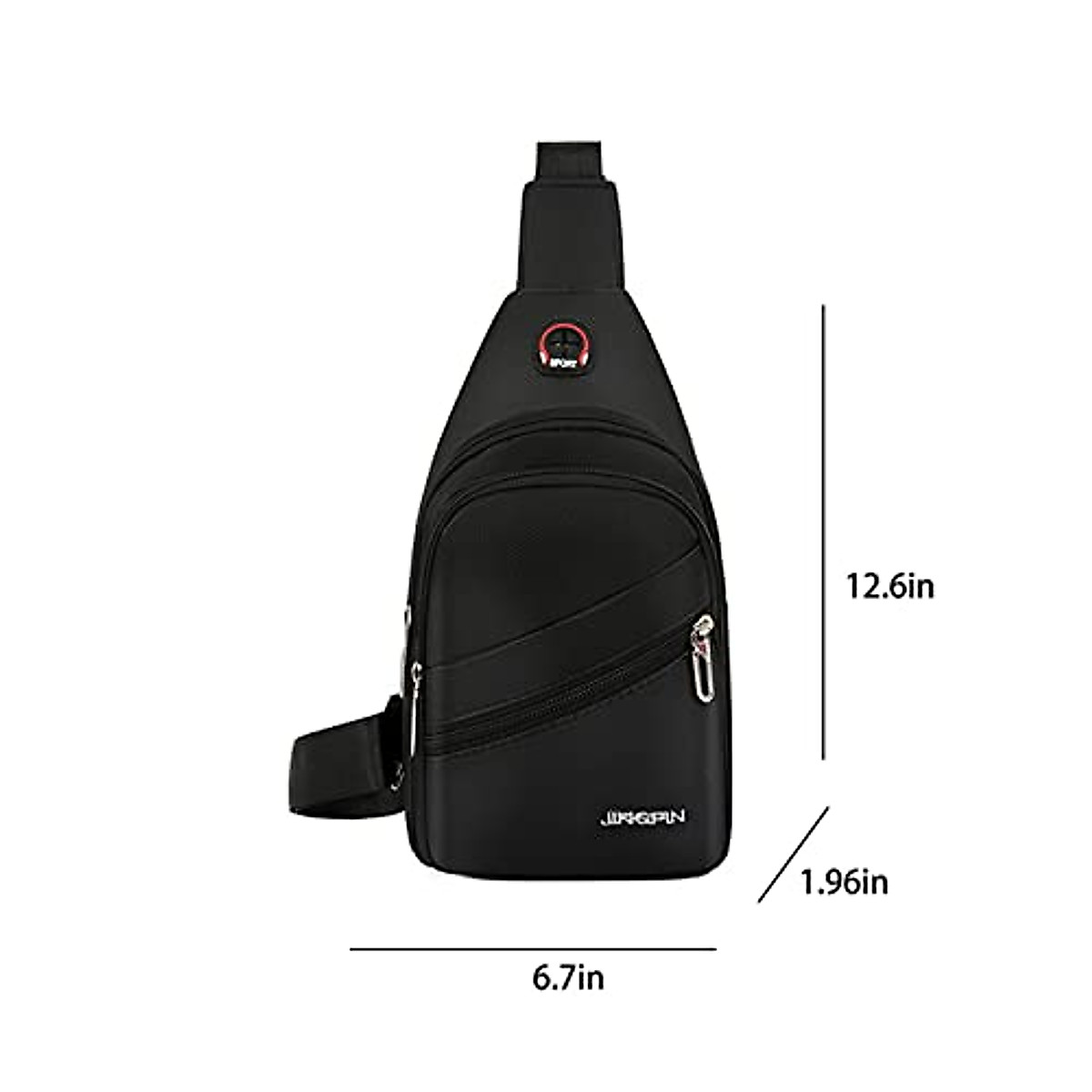 CENGNIAN Small Black Sling Crossbody Mini Backpack Shoulder Bag for Men Women, Lightweight One Strap Sling Bag for Hiking Walking Biking Travel Cycling, USB Charger