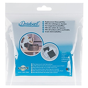 PetSafe Drinkwell Replacement Filter for Current Pet Fountains, Pack of 4, Charcoal Carbon Filter for Cats and Dogs
