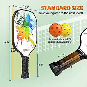 SpoxFit Pickleball Paddles Set of 2, USAPA Approved, Lightweight Pickleball Rackets, Fiberglass Pickleball Racquet with Cushion Comfort Grip, 4 Pickleballs, Carry Bag, Grip Tapes, Gifts for Men Women