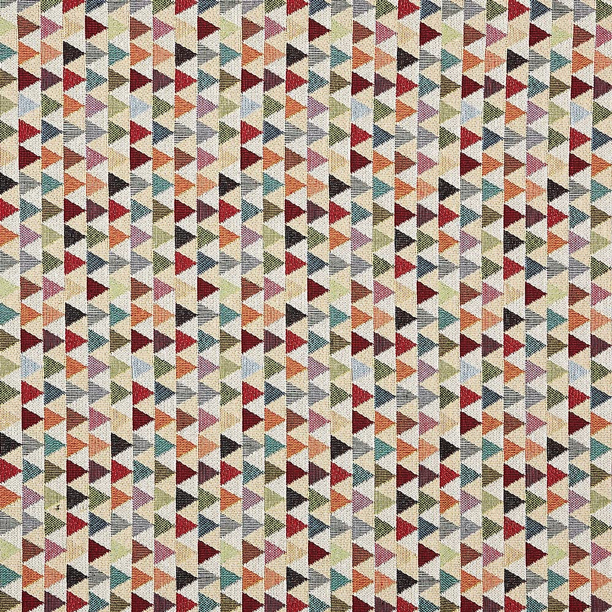 Kt KILOtela Upholstery Fabric, Jacquard Gobelin, Upholstering Furniture, Headboards, Accent Pillows, Handbags, Tote Bags, 1 Yard, 36" Length x 110" Width, Triangles, Multi, Beige
