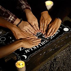 Pendulum Dowsing Divination Board Set Black Wooden Talking Board with Planchette Accessories for Teens Adults Birthday Party and Family Gatherings Games Supplies (Pentagram Style)