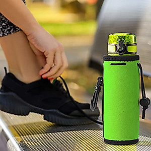Neoprene Water Bottle Sleeves Insulators Beverage Bottle Can Sleeves 17 18 oz Water Bottle Sleeve Non Slip Drawstring Bottle Sleeves Coolers Holder Neoprene Bottle Coolier Sleeves (6 Pieces)