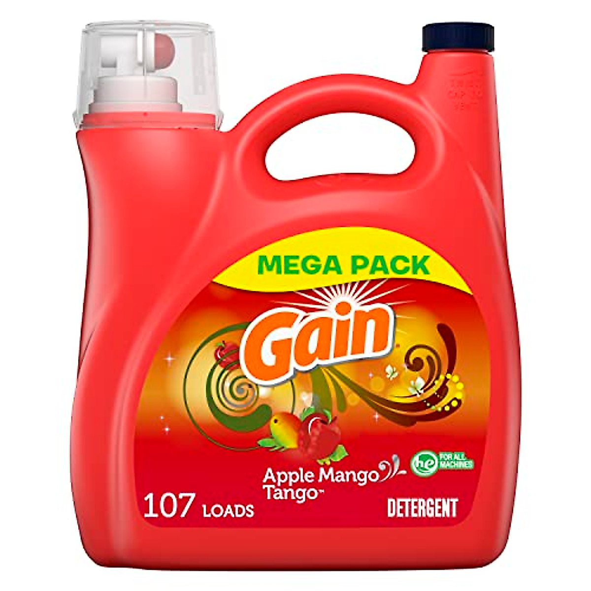 Gain + Aroma Boost Liquid Laundry Detergent, Apple Mango Tango Scent, 107 Loads, 154 fl oz, HE Compatible