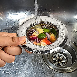 4 Pcs Kitchen Sink Strainer Stopper Kit, 4.5 Inch Stainless Steel Sink Drain Strainer, Thicken Drain Filter Strainer with Large Wide Rim, 6 inch Silicone Tub Stopper, Universal Rubber Drain Stopper