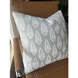 VAGMINE Block Printed Decorative Square Accent Throw Pillow Cover - Sofa, Chair, Couch, Living Room, Bedroom, Farmhouse Home Decor - Block Booti-Robins Egg, 24x24 Inches