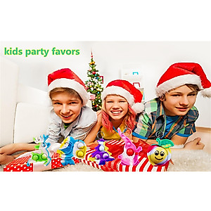 (Christmas Party Gift ）30 Packs Bulk Santa Deer Rudolph Mini Pop Fidget Key Chain， Christmas Party Favors Supplies and Student Prizes Gift