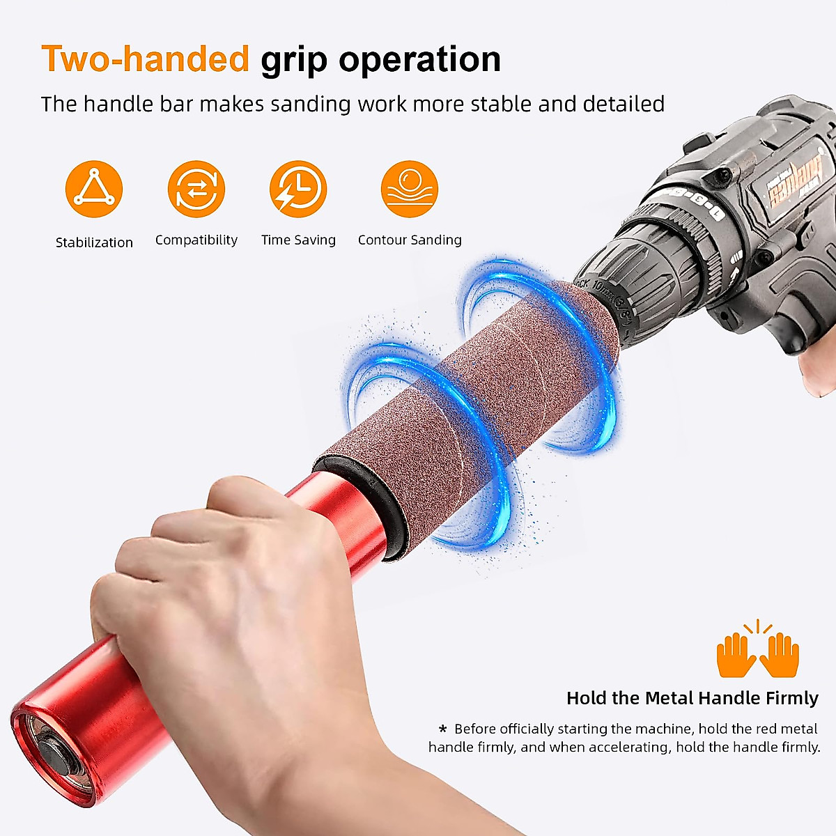 SI FANG Spindle Sander Adaptor Kit Drum Sander for Drill, Handheld Rubber Sanding Drums and Sleeves, Drill Sanding Attachment with Universal Hex Shank, for Woodworking Metal Polishing