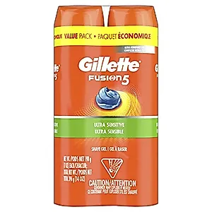 Gillette Fusion Ultra Sensitive Hydra Gel Men's Shave Gel Twin Pack, 14 Ounce (Pack of 2)