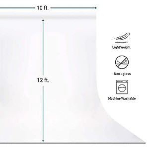 Julius Studio 10 x 12 feet Pure White Backdrop Screen Long-Life Reusable Background, Higher Density Than Market Standard Thick 150GSM Synthetic, Photography Video Studio, Events, Streaming, JSAG208