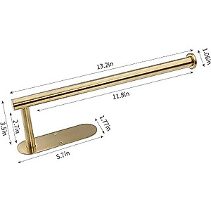 Fliverly Self Adhesive Paper Towel Holder Under Cabinet Mount, Wall Mounted Paper Towel Roll Holder for Kitchen, Bathroom, Wall,BBQ Grill, Gold