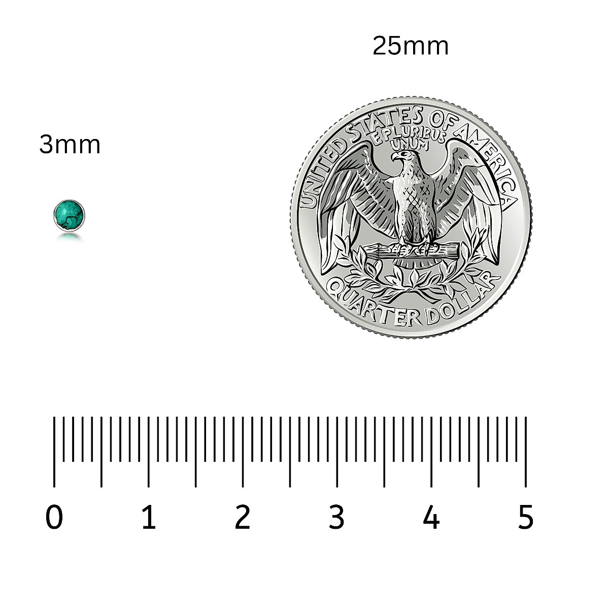 Handmade Turquoise Gemstone Round 3mm Stud Earrings, 925 Sterling Silver, Tiny Circle Studs for Women, Cartilage Earring, Tarnish & Water Resistant, By MiYa Jewelry Creations