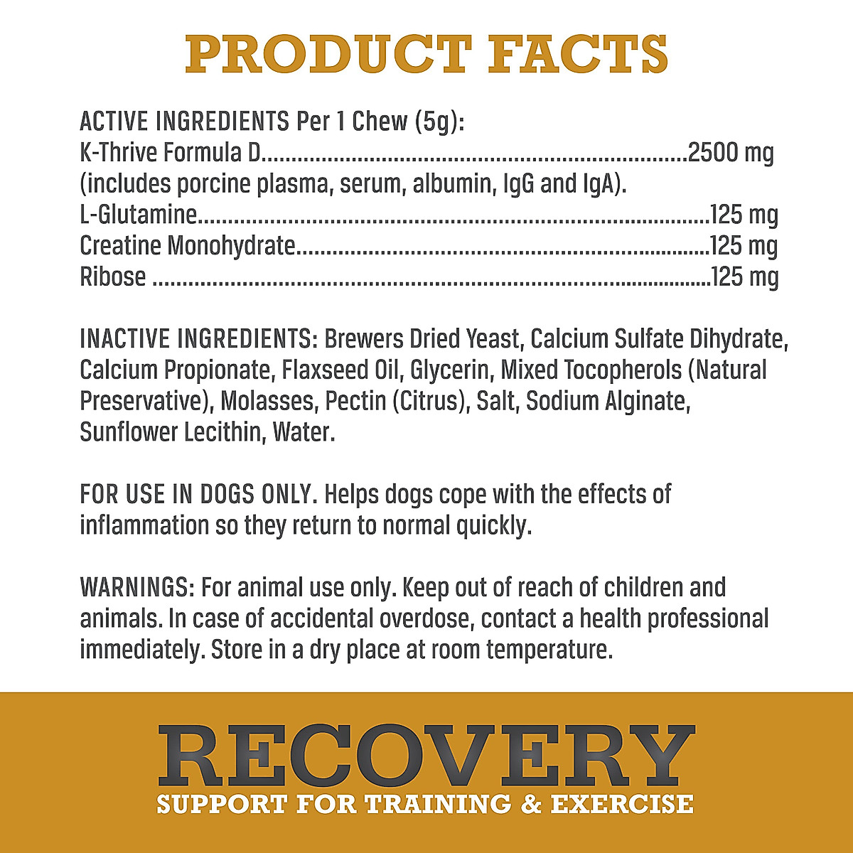 WINPRO Recovery Chews for Dogs, Plasma-Powered for Active Dogs, Immune System Support, and Dog Training Support for Competition and Sport Muscle Recovery and Agility, 60 Count, Made in USA