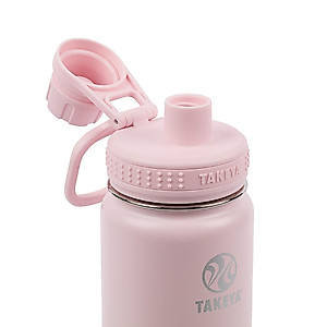 Takeya Actives Insulated Stainless Steel Water Bottle with Spout Lid, 18 Ounce, Blush and Takeya 885395500089 Originals Insulated Stainless Steel Bottle, Spout Lid Navy 18oz