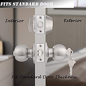 knobelite (10 Set Keyed Alike Entry Door Knob with Single Cylinder Deadbolt Combo Pack, Satin Nickel Finish Door Hardware Locks, All Same Key Door Knobs with Lock and Key for Front and Entrance Door