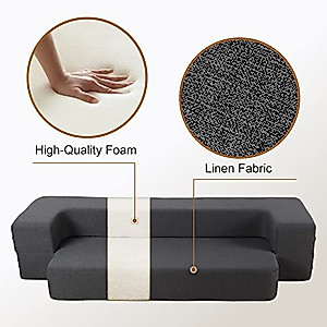 MAXD WOTU 10 Inch Folding Bed Couch Sleeper Foam Sofa Bed Memory Foam Mattress Comfortable Sofa, Floor Couch Sleeper Sofa Foam Twin, Dark Grey