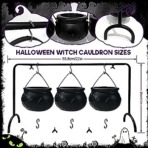 OMKNEPS Halloween Decor Party Decorations Cauldron: Set of 3 Witches Cauldron Serving Bowls on Rack - Black Candy Bucket Hocus Pocus Serving Bowls for Halloween Decorations Indoor Outdoor