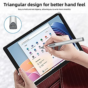 SSS·GRGB Stylus Pen for Microsoft Surface Pro9/8/X/7/6/5/4/3 Surface Go 3/2/1 Surface 3/Laptop/Studio/Book 4/3/2/1 with 4096 Tilt Pressure Palm Rejection Magnetic Attachment Rechargeable, Silver
