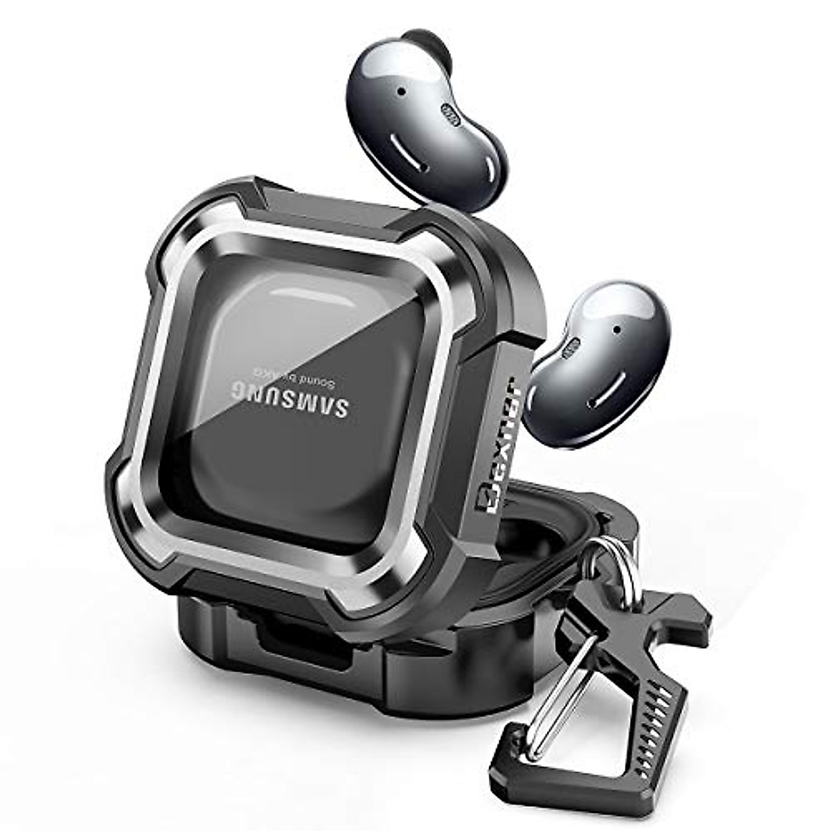 Dexnor Compatible with Samsung Galaxy Buds 2 Pro Case(2022)/Galaxy Buds 2 Case(2021)/ Galaxy Buds Live Case(2020)/ Galaxy Buds Pro Case(2021) Clear Hard PC & Silicone 360 Full Body Case- Black