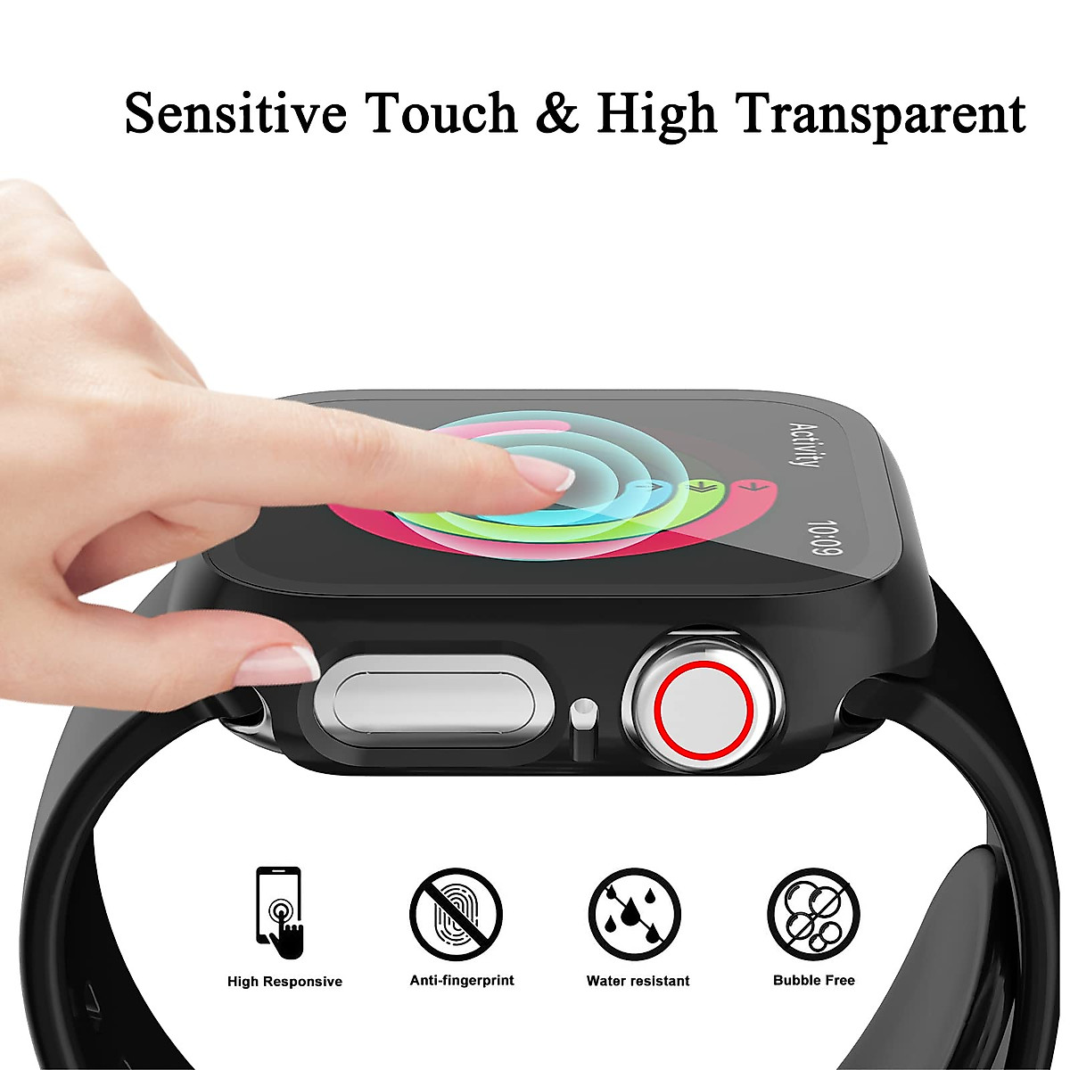 HASDON [12 Pack] Case Compatible with Apple Watch Series 9 8 7 45mm with Tempered Glass Screen Protector, Full Coverage Bumper Hard PC Protective Cover for iWatch Series 9 8 7 45mm Accessories