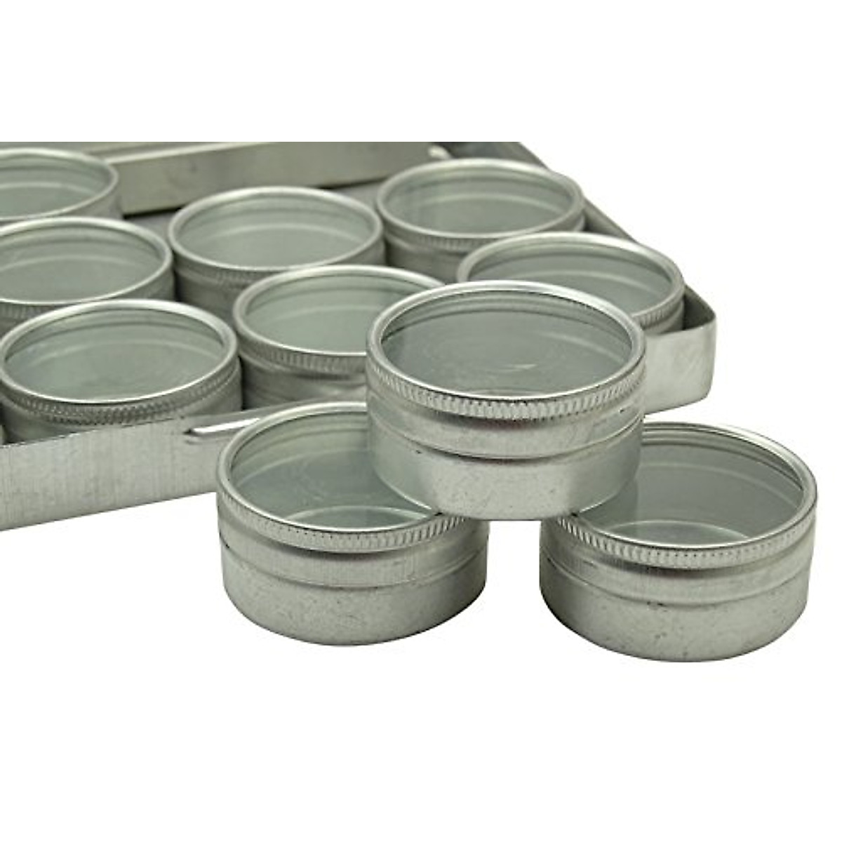 12-Pieces Clear Top Round Aluminum Storage Container Set 1.5" Diameter Mini DIY Favour Boxes