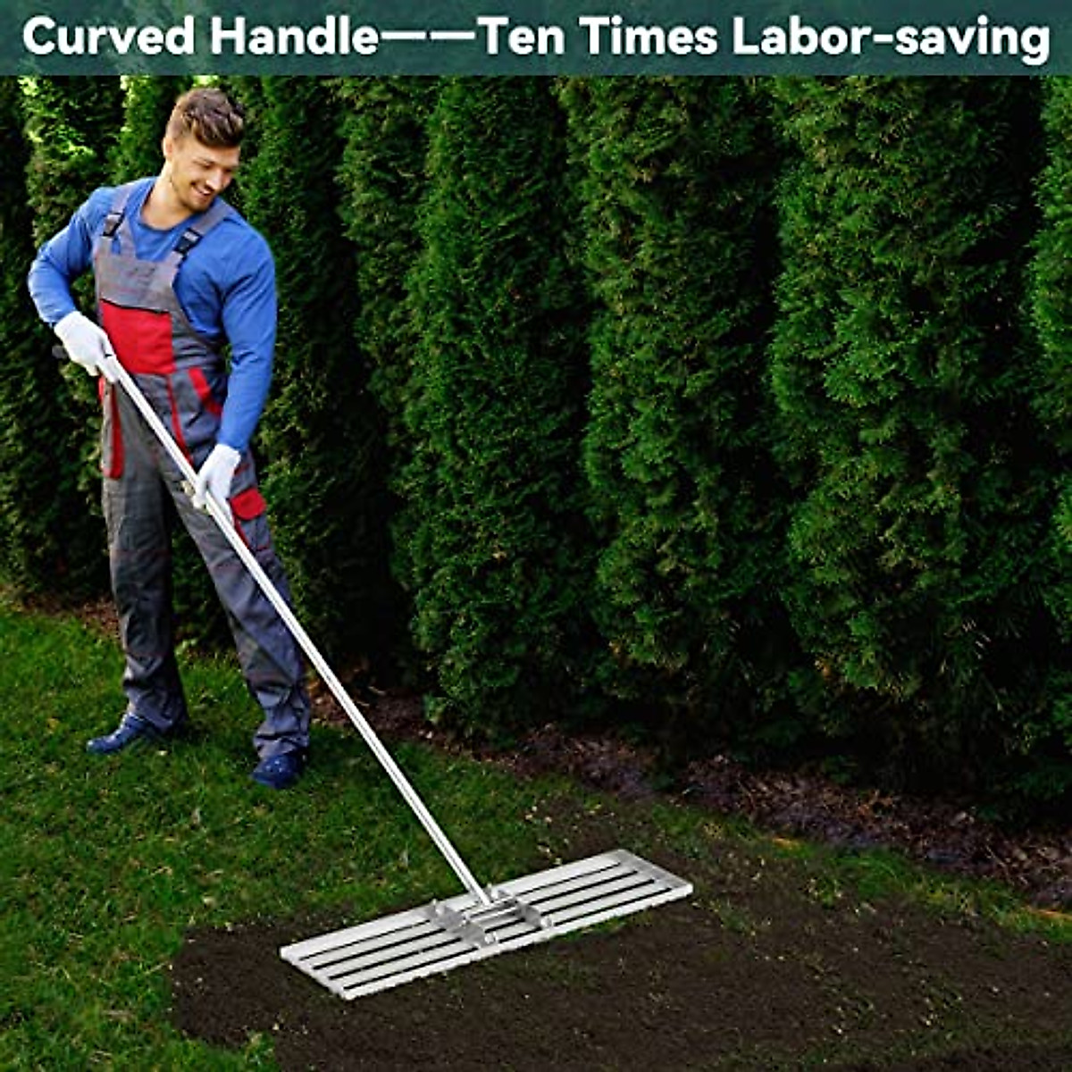 FXW Lawn Leveling Rake 35" 6.5ft Lawn Leveler Ground Full Stainless Steel Leveling Rake Landscape Rake Topdressing Spreader Levelawn Tool for Backyard, Garden, Golf Couse, Farm, Pasture