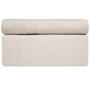 Queen Size Bed Sheets - Breathable Luxury Sheets with Full Elastic & Secure Corner Straps Built In - 1800 Supreme Collection Extra Soft Deep Pocket Bedding Set, Sheet Set, Queen, Beige